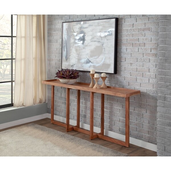 Acacia Wood Console Table with Cane Shelf - Bed Bath & Beyond - 35793746