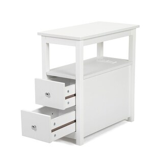 White Filing Cabinet Side Table, Simple Corner Table Night Stand - Bed ...