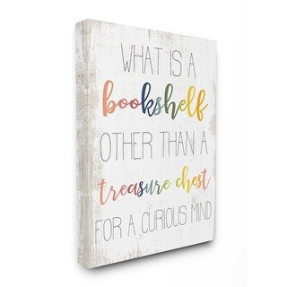 Stupell Bookshelf Treasure Chest Rainbow Word Design Canvas Wall Art ...