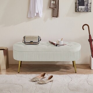 Storage Bench Velvet,Bedroom Soft Bench Sitting Room Porch Oval ...