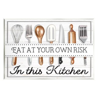 Stupell Eat at Own Risk Phrase Wall Plaque Art Design by Elizabeth ...