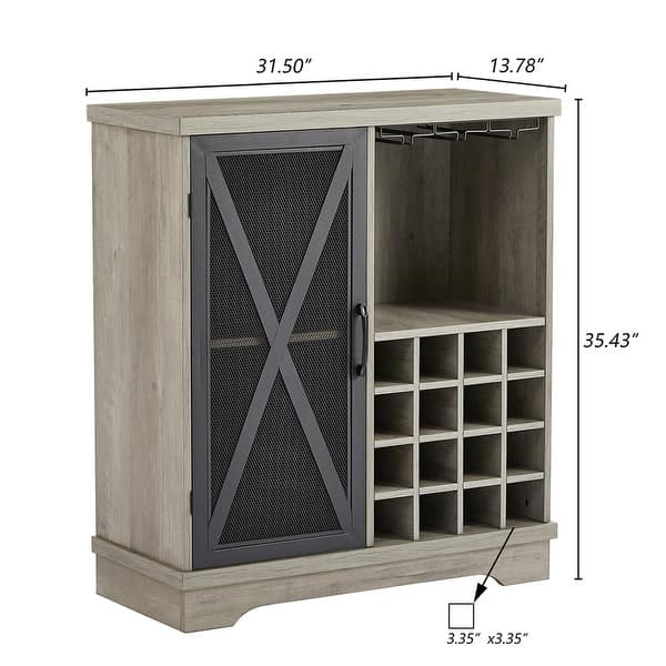 Grondin Industrial Style Single Door Bar Cabinet with 16 Bottles of ...