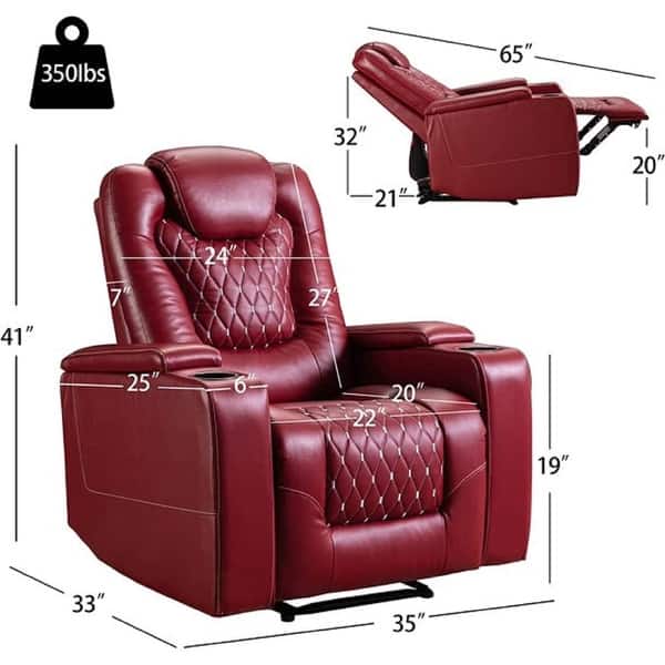 Overstuffed Electric Home Theater Seating PU Leather Reclining ...