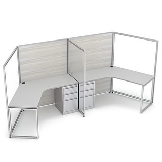 SAPslim 2-Person 120 Degree Cubicle Workstations with Storage 4X4X65 ...