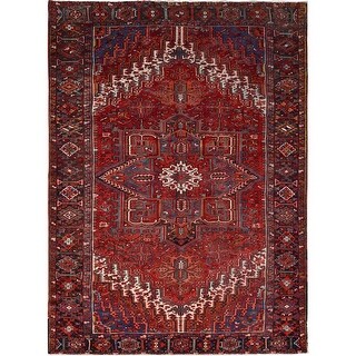 Shahbanu Rugs Rufous Red Pure Wool Hand Knotted Vintage Persian Heriz ...