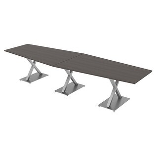 10' Modular Boat Shaped Conference Table With X Bases Power And Data ...