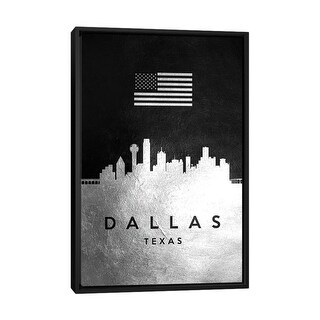 iCanvas "Dallas Texas Silver Skyline" by Adrian Baldovino Framed Canvas ...