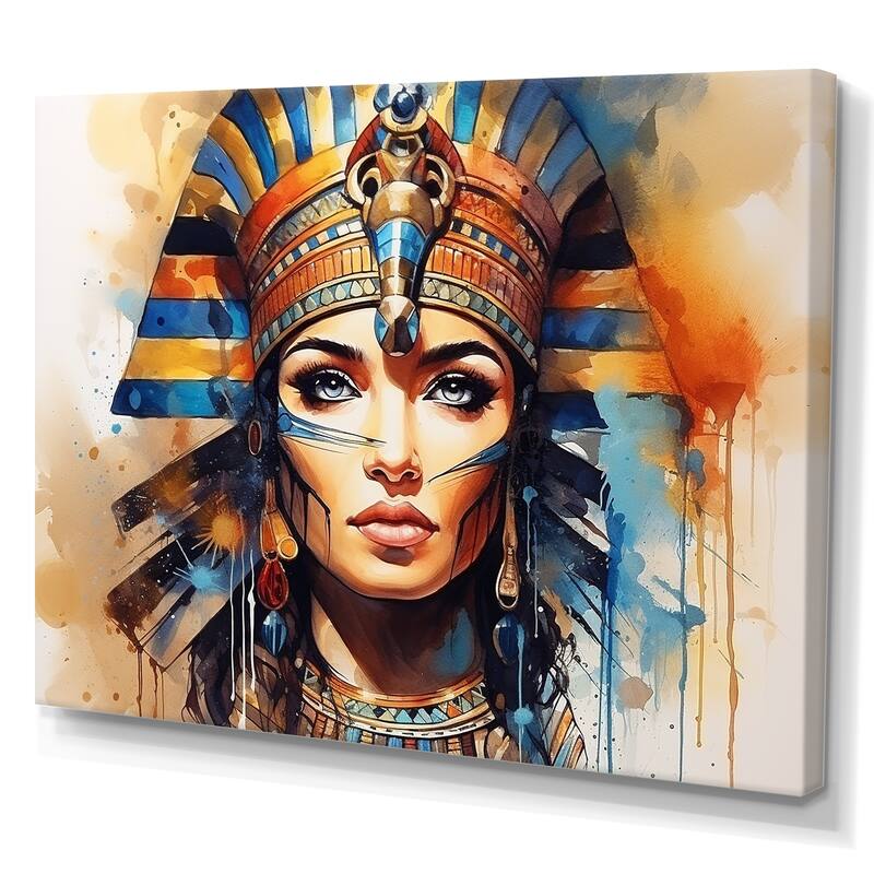 Designart "Gold And Blue Pharaoh Egyptian Woman Beauty IV" Egypt Gold ...