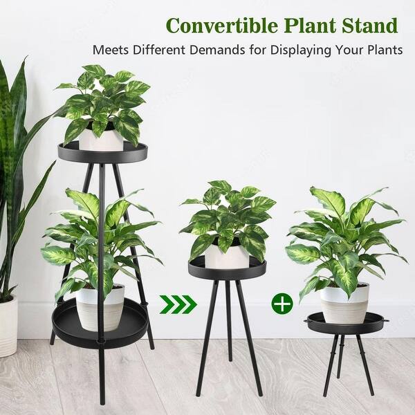 Indoor 2 Tier Adjustable Black Metal Plant - Bed Bath & Beyond - 39869144