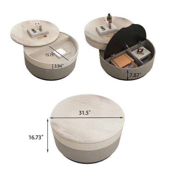 Romision Beige Rotating Round MDF Top Coffee Table - Bed Bath & Beyond ...