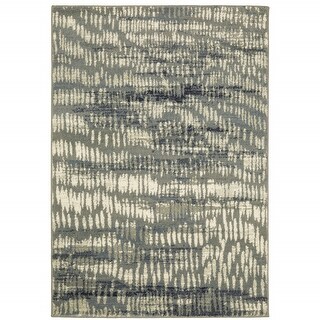 HomeRoots 8' X 10' Grey Beige Blue And Light Blue Abstract Power Loom ...
