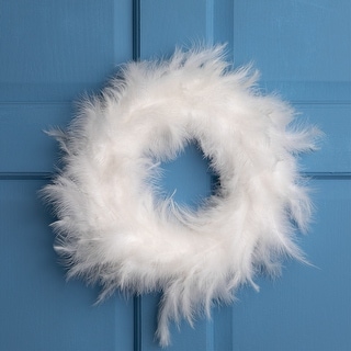 Wispy Feather Christmas Wreath - 14.5" - Unlit - Winter White - Bed ...