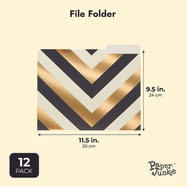 Geometric File Folders with 1/3 Cut Tabs, Gold Office Supplies (11.5 x ...