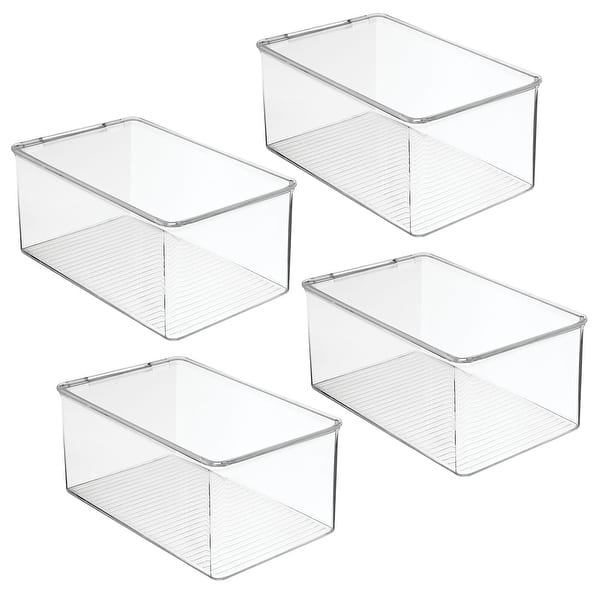 mDesign Tall Plastic Stackable Closet Storage Box with Hinge Lid - 12. ...