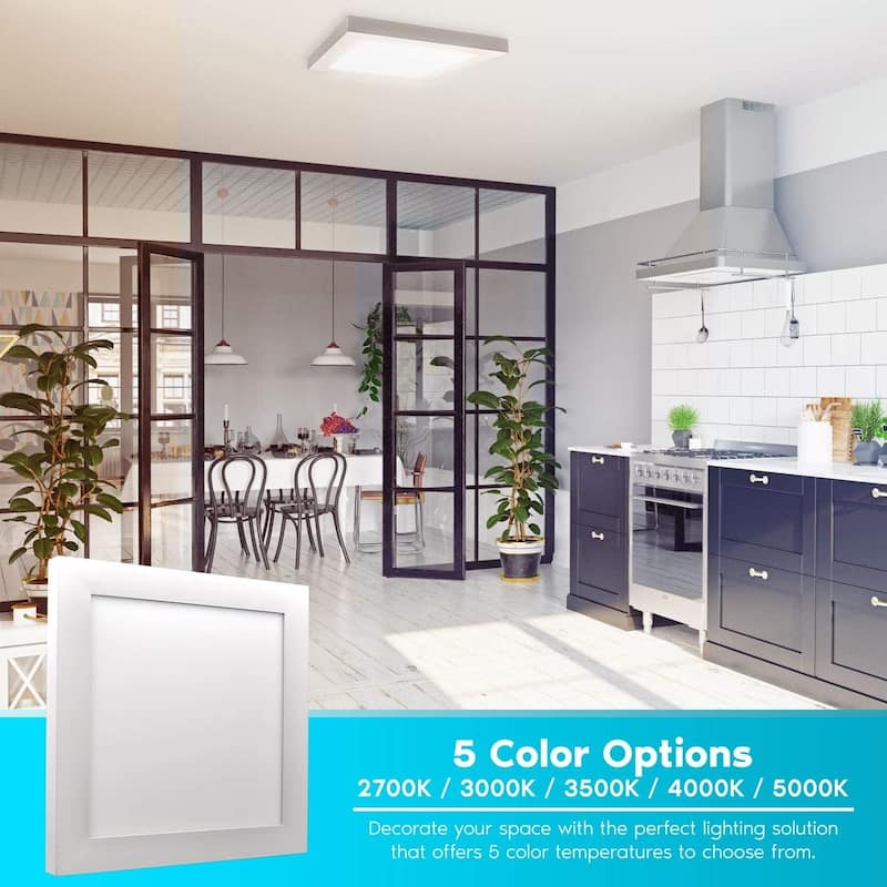 Luxrite 1x1 FT LED Panel Flush Mount Lights, 18W Edge-Lit, 5 Color ...