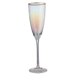 A&B Home Iridescent Ribbed Champagne Flute with Gold Rim - Bed Bath ...