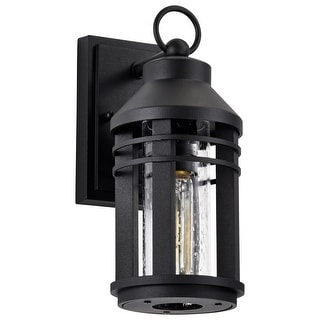 Wilton 1 Light Small Wall Lantern Matte Black with Clear Seeded Glass ...