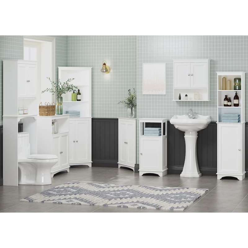 Spirich -Bathroom Storage,Tall Corner Cabinet with 2 Doors and 3 Tier ...