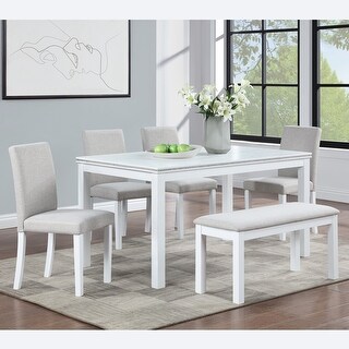Wooden Dining Rectangular Table with Bench,6 Person Dining Table for ...