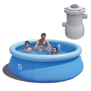 JLeisure 8 Ft Prompt Set Inflatable Pool Bundle with Pool Filter ...