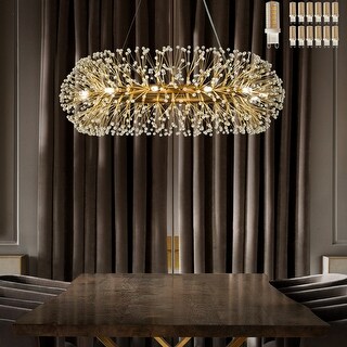 12-lights Stainless Steel Firework Crystal Chandelier In Antique Bronze ...