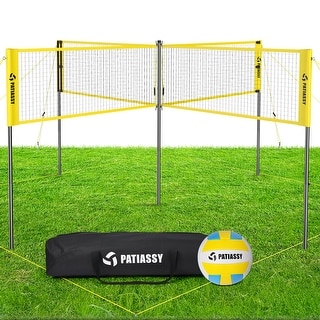 16FT 4 Square Volleyball Game Set with Adjustable Height, 4-Way ...