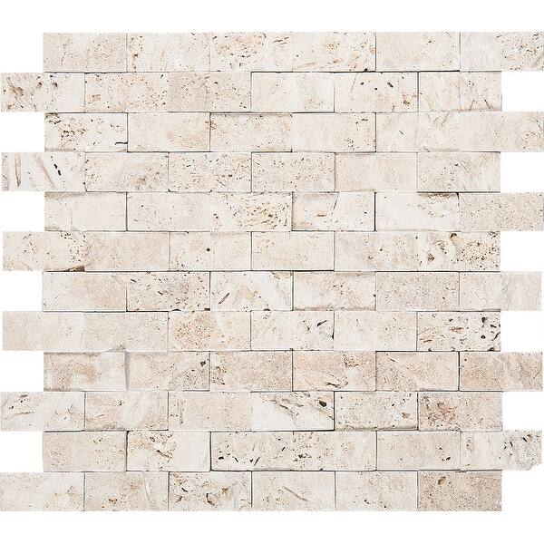 Ivory Travertine 1" x 2" Split Face Mosaic Tile - Bed Bath & Beyond ...