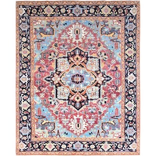 Shahbanu Rugs Yarrow Pink Hand Knotted Afghan Peshawar Serapi Heriz ...