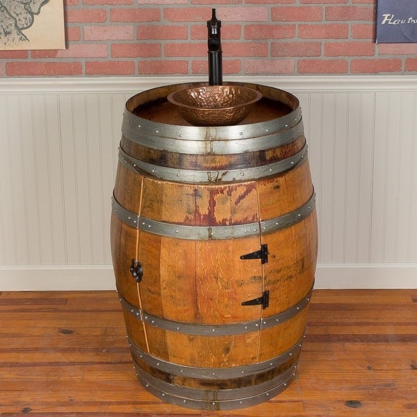 Wine Barrel Designs 36" Tall Free-standing Solid Wood Barrel Vanity ...