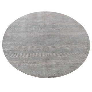 Shahbanu Rugs Cloud Gray, Wool and Silk, Grass Design, Hand Knotted ...