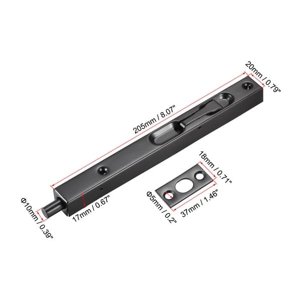 Flush Bolt 8-inch Stainless Steel Door Guard Lever Action Latch Slide ...