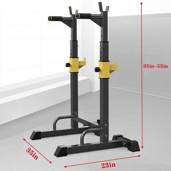 Barbell Rack 550LBS Max Load Adjustable Squat Stand Dipping Station ...