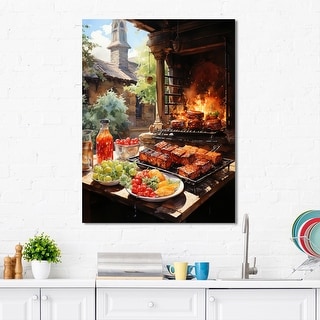 Designart "Food Barbecue A Lively III" Cooking Canvas Art Print - Bed ...