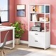 Wood 4-Tier File Cabinet with 2 Drawers and Storage Shelf for Home ...