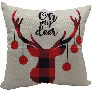 Fraser Hill Farm 15.5-In. Oh My Deer Accent Pillow, Indoor Christmas ...