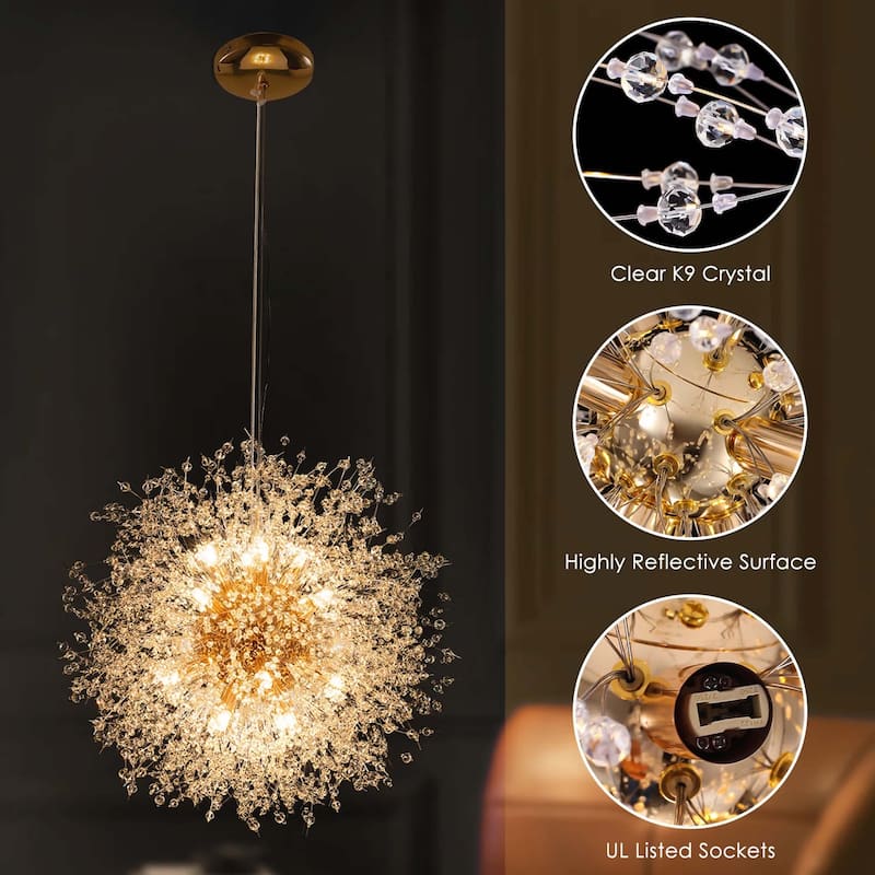 16-Light Modern Glam Sputnik Starburst Pendant Dandelion Firework ...