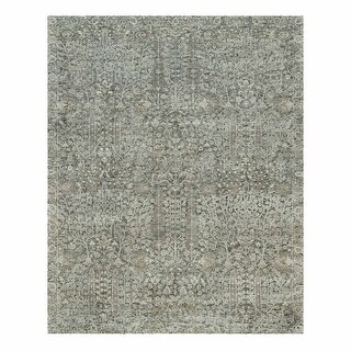 Shahbanu Rugs Laid Back Gray, Willow And Cypress Tree Design, Silk With ...