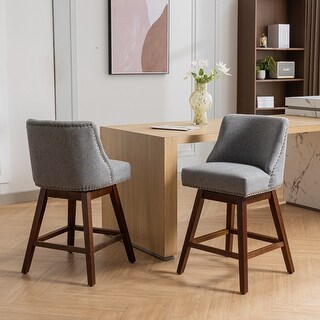Counter Height 360 Degrees Swivel Upholstered Bar Stools Dining Chairs ...