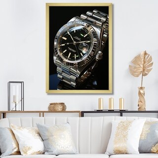 Designart "Luxury Watch The Silver Second" Watches Framed Canvas Wall ...