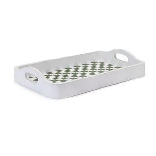 Checkered Wood Tray 16.5"L - Bed Bath & Beyond - 40886617