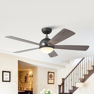 52-inch Graphite Wooden Modern Ceiling Fan with Light and Remote ...