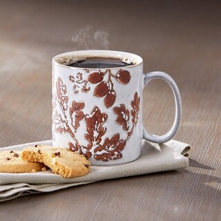 Fall Autumn Oak Leaf & Acorn Brown on White Background Stoneware Mug ...