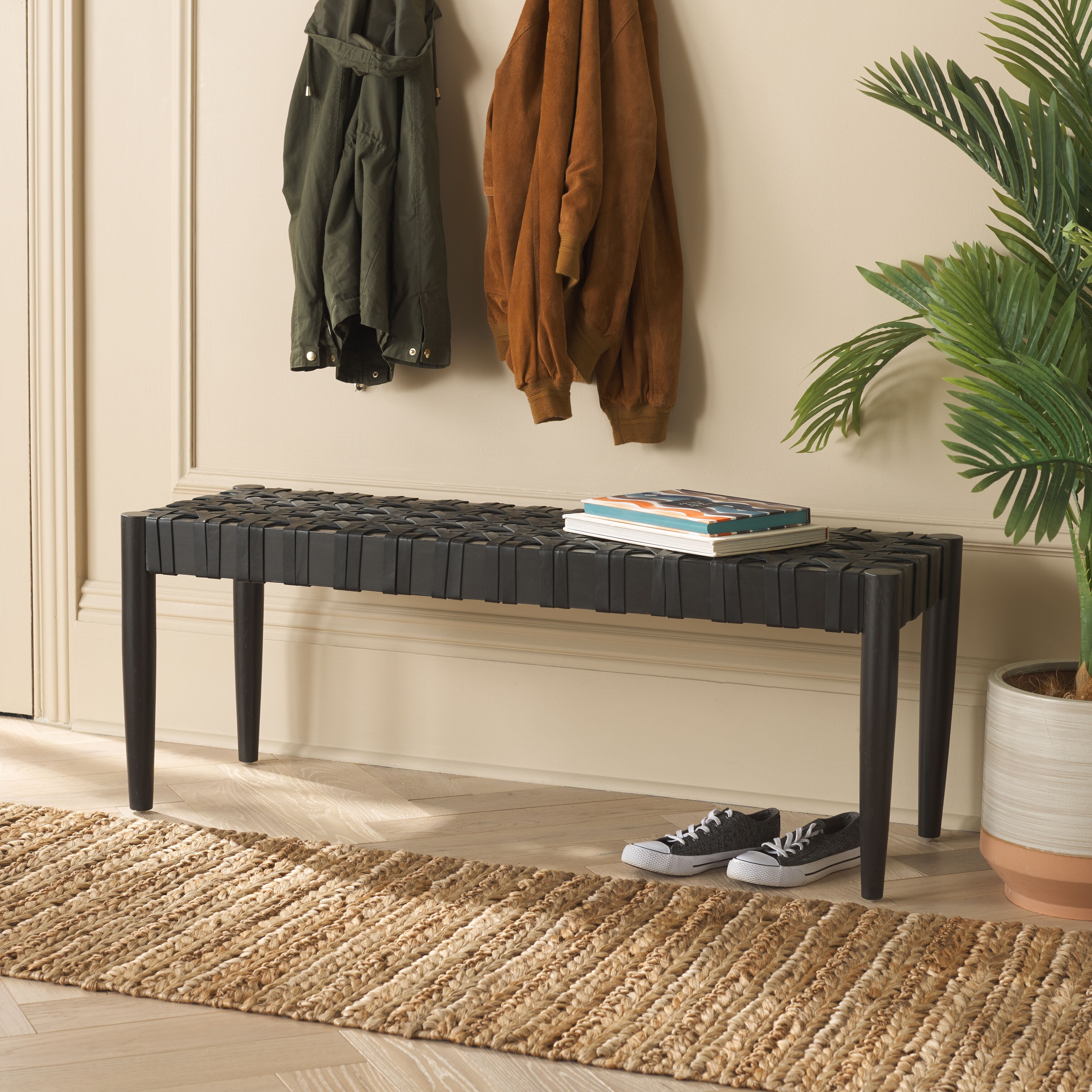 Safavieh woven leather bench store