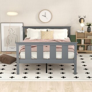 Pine Full Size Platform Bed with Classic Headboard & Footboard, Solid ...