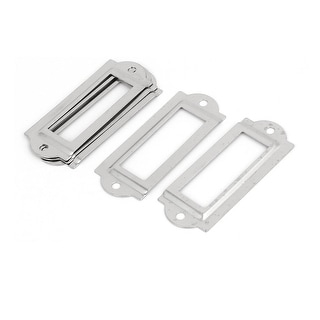 Office File Drawer Label Tag Name Card Holder Silver Tone 5pcs - Silver ...