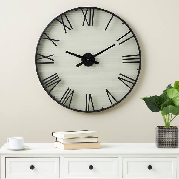 Light Brown Wooden Decorative Wall Clock with Black Metal Numbers and ...