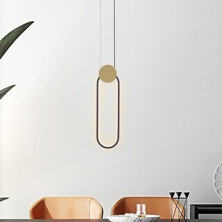 7-Watt 1-Light Black Elliptical Shade Integrated LED Pendant Light, Classic Semi Flush Mount ...