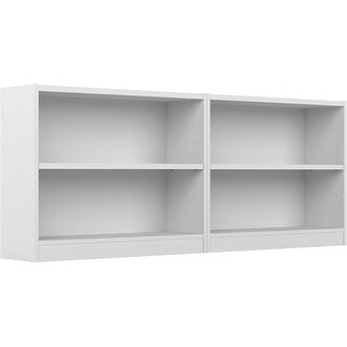 Classic White Wall Mounted Bookcase 2-Layer Bookcase Set of 2, Simple ...