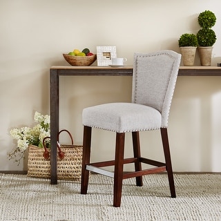 26 Inches Bar Stools with Camel Back, Fabric Counter Height Bar Stools ...