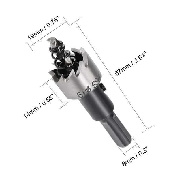 19mm HSS Drill Bit Hole Saw Cutter for Metal Alloy Wood - Black, Silver ...